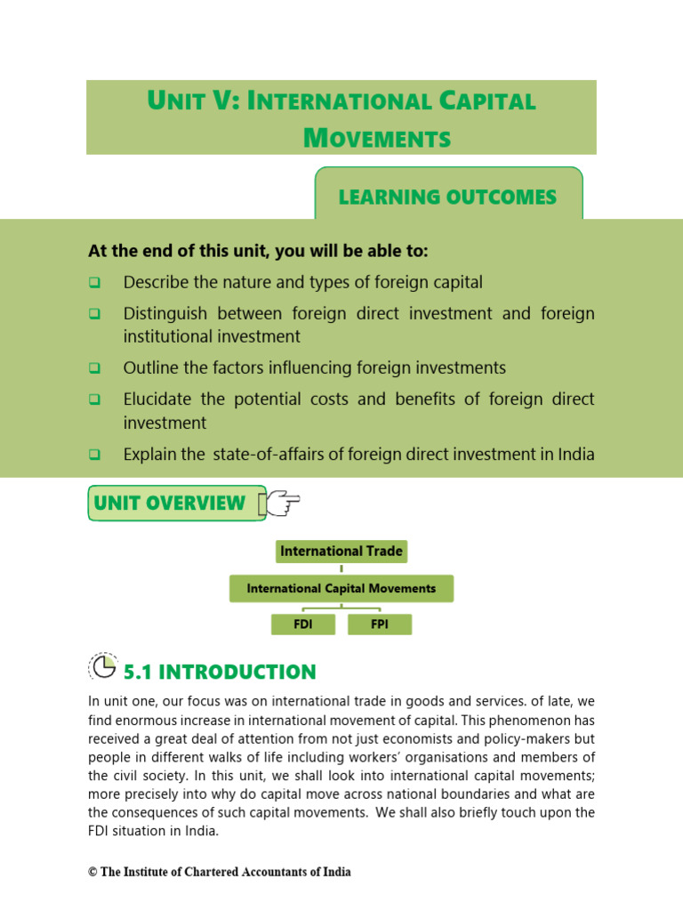 Unit V International Capital Movements | PDF | Foreign Direct ...
