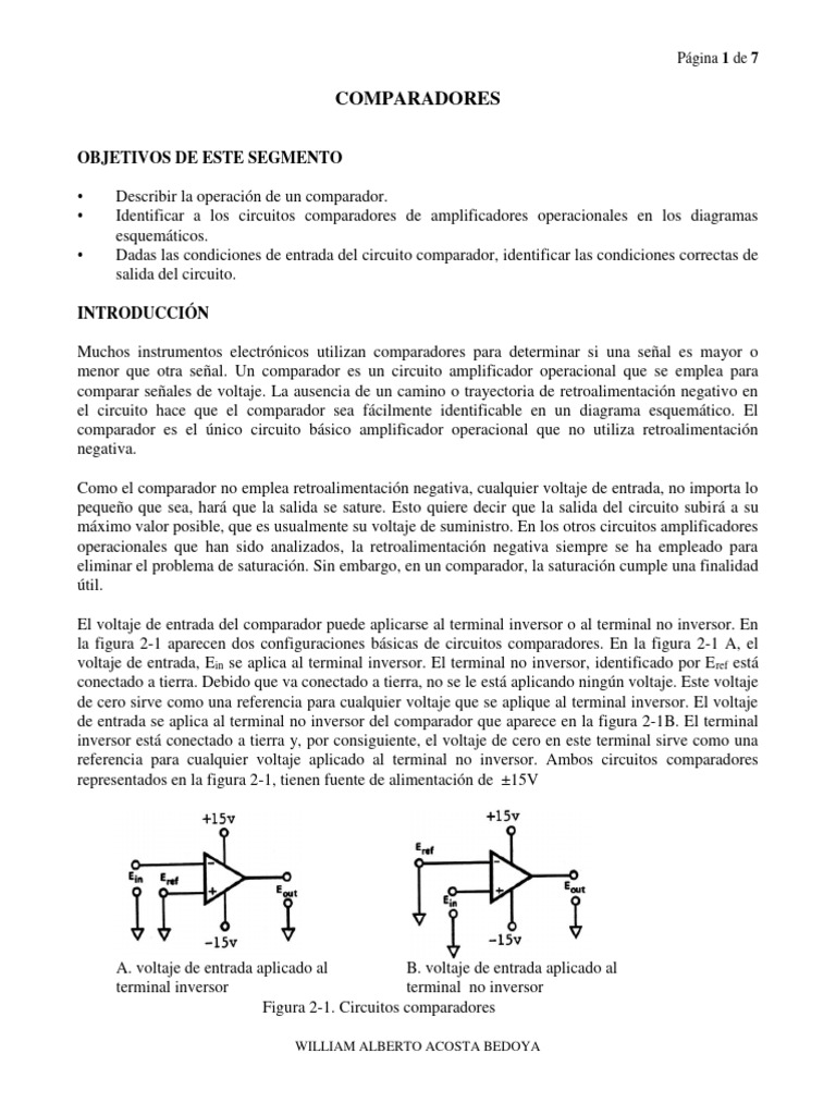 01 Comparadores | PDF | Red eléctrica | Transistor