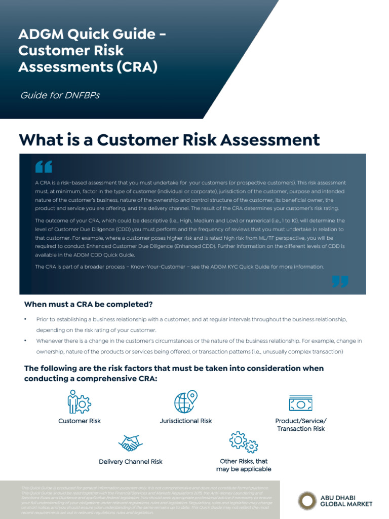 Customer Risk Assessments CRA ADGM Quick Guide For DNFBPs | PDF ...