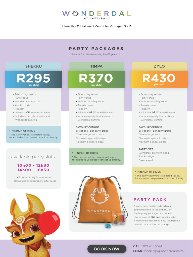 Wonderdal Party Package Nov 2023 | PDF | Foods | Cuisine