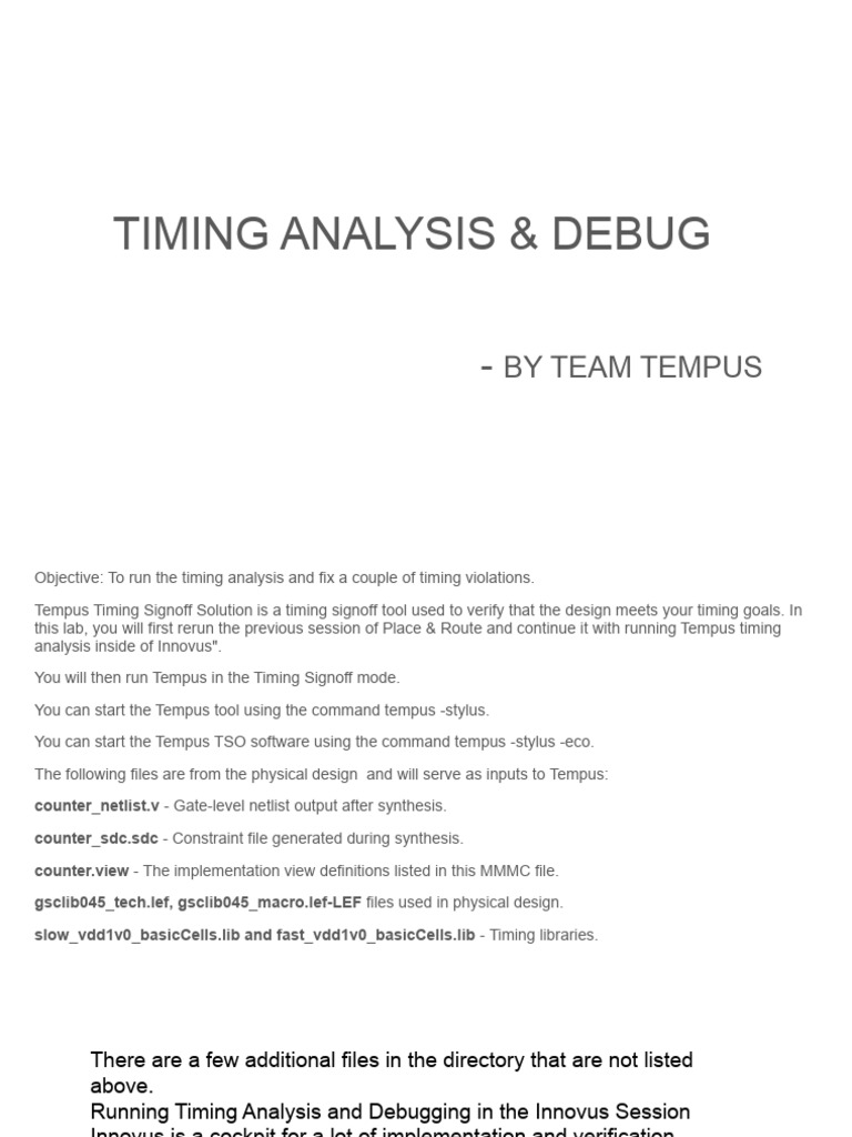 Tempus Tool Debug | PDF | Computer Programming | Information Technology