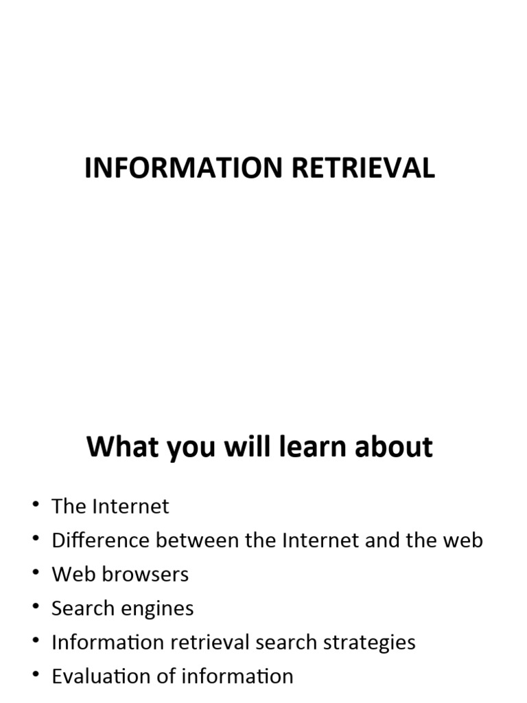 Information Retrieval Basics and Techniques | PDF | World Wide Web ...