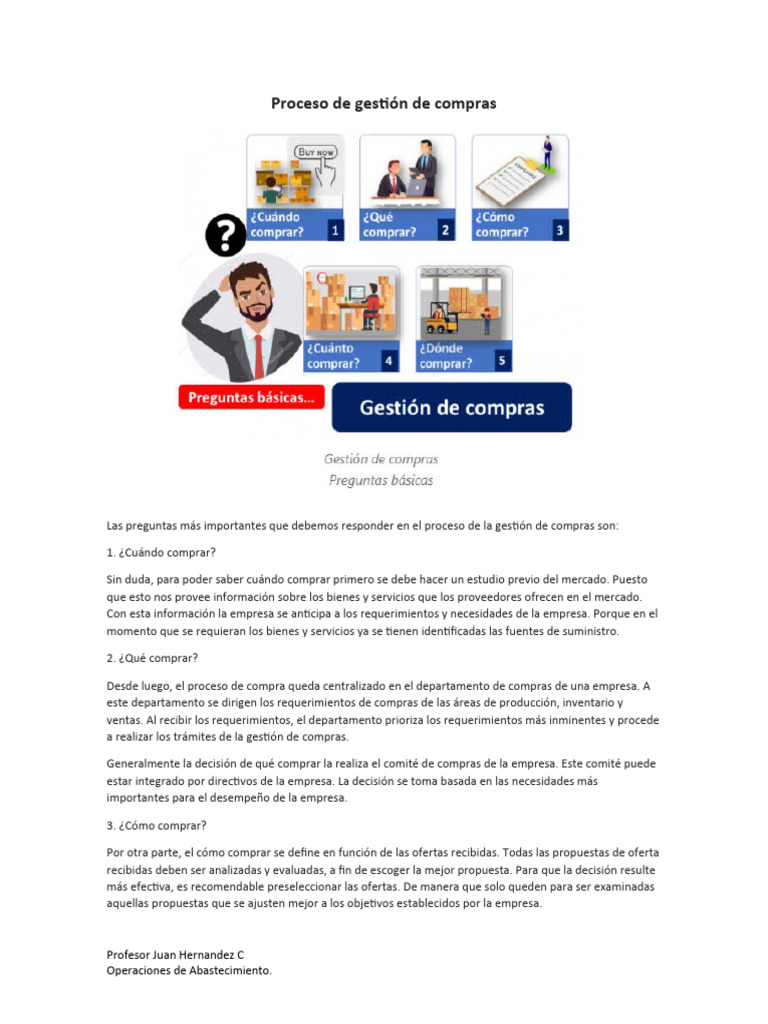 Proceso de Gestión de Compras | PDF