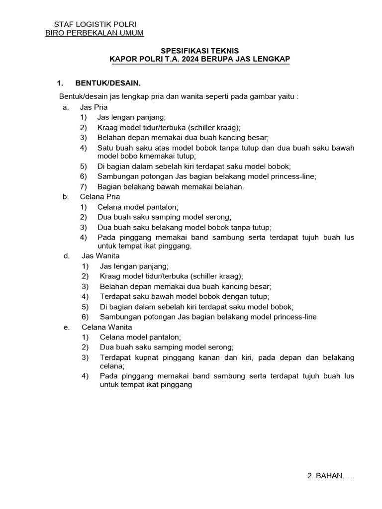 SPEK JAS LENGKAP Paket 67 | PDF