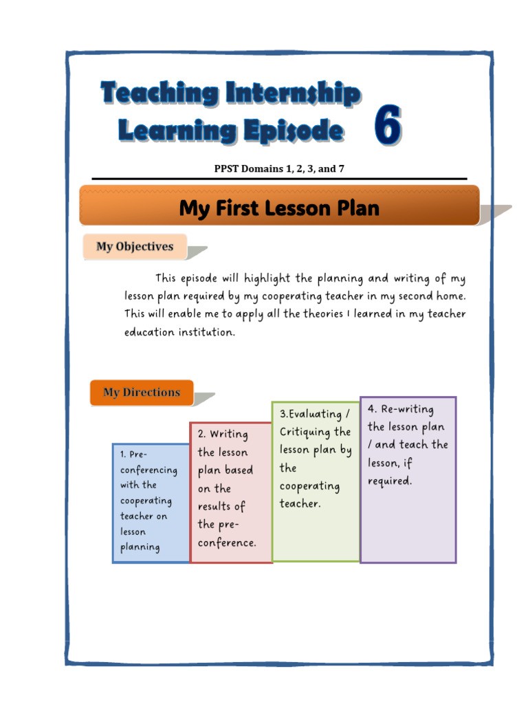 Episode 6 - My First Lesson Plan | PDF | Lesson Plan | Teachers