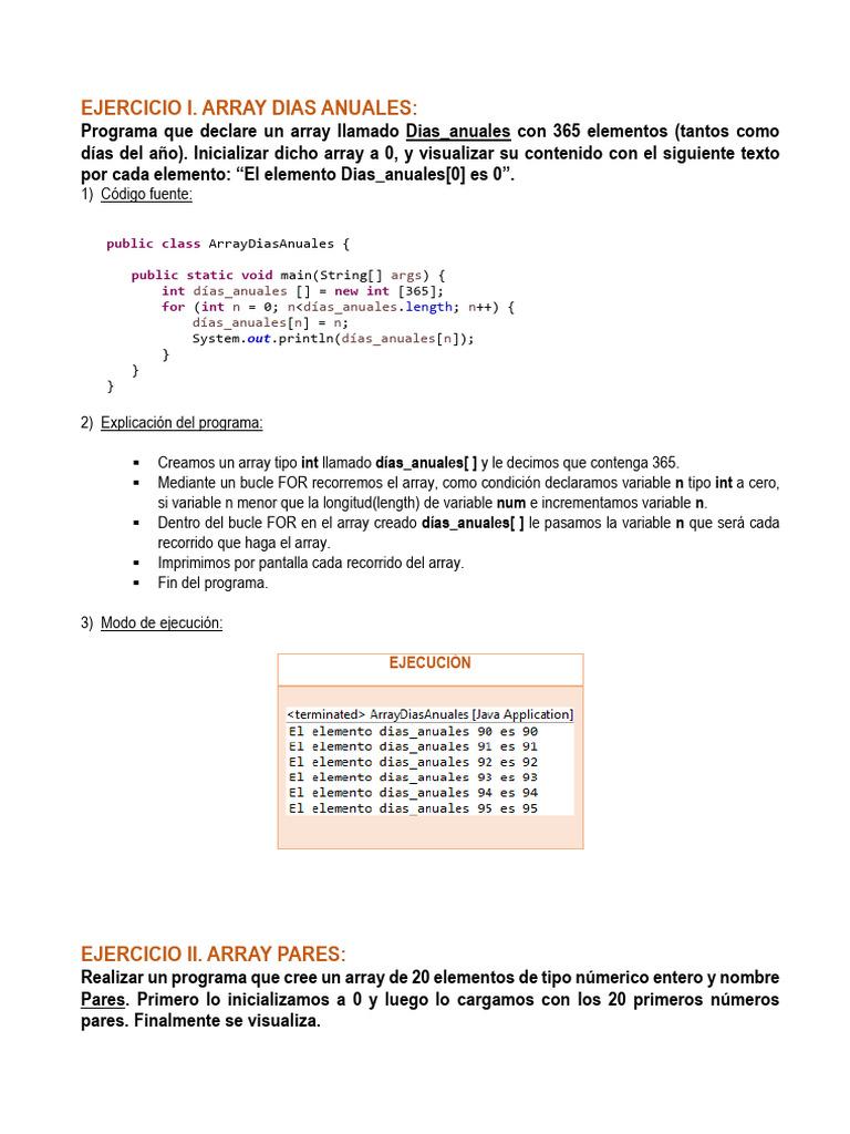 Ejercicios Arrays | Descargar gratis PDF | Variable (informática) | Datos de computadora