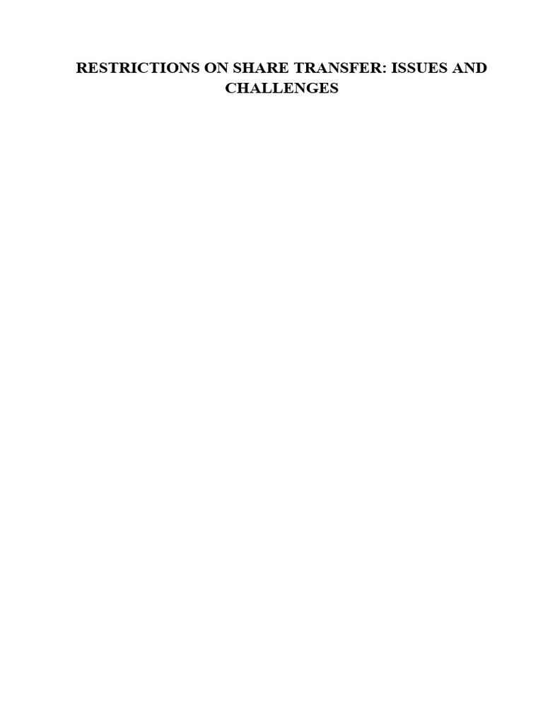 Draft Legal Issues and Challenges in Relation To Share Transfer ...