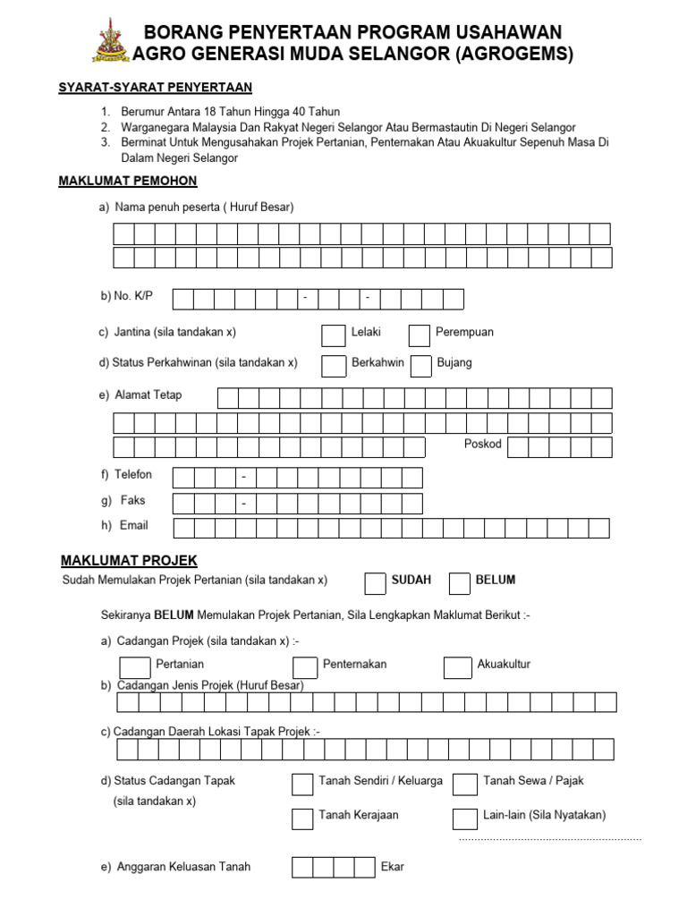 Borang Penyertaan Program Agrogems | PDF