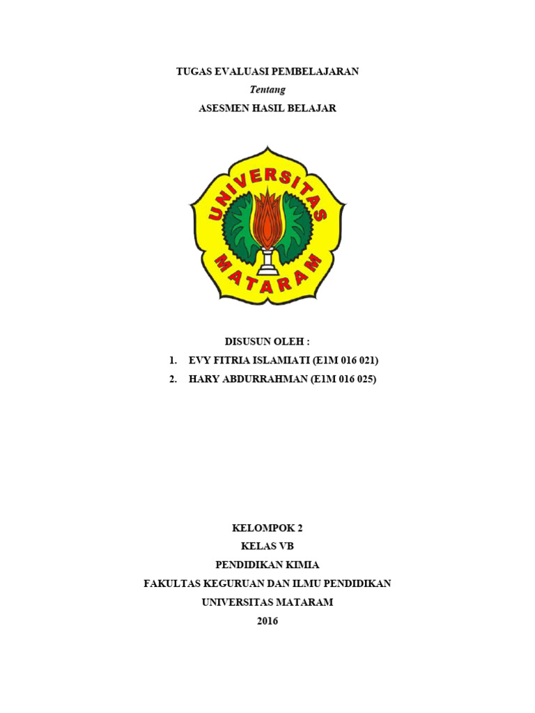 MAKALAH EVALUASI PEMB KLP 2 | PDF