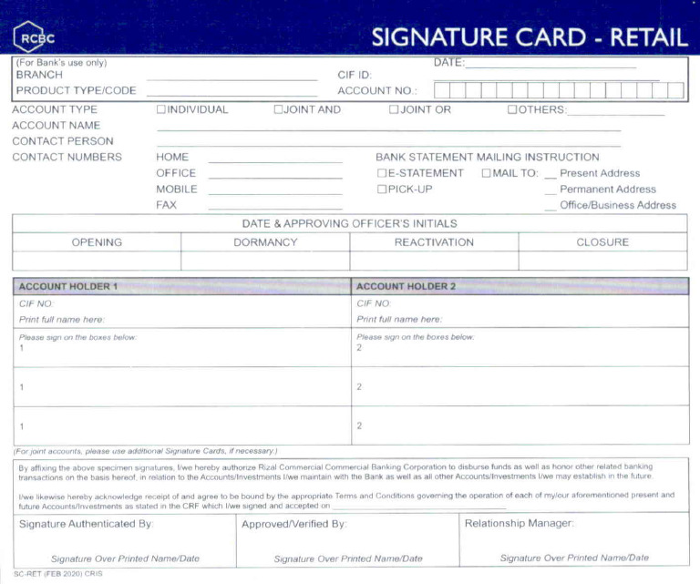 RCBC Signature Card Retail | PDF