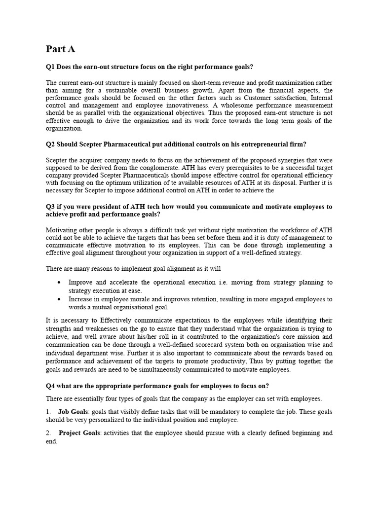 ATH Part A | PDF | Goal | Performance Appraisal