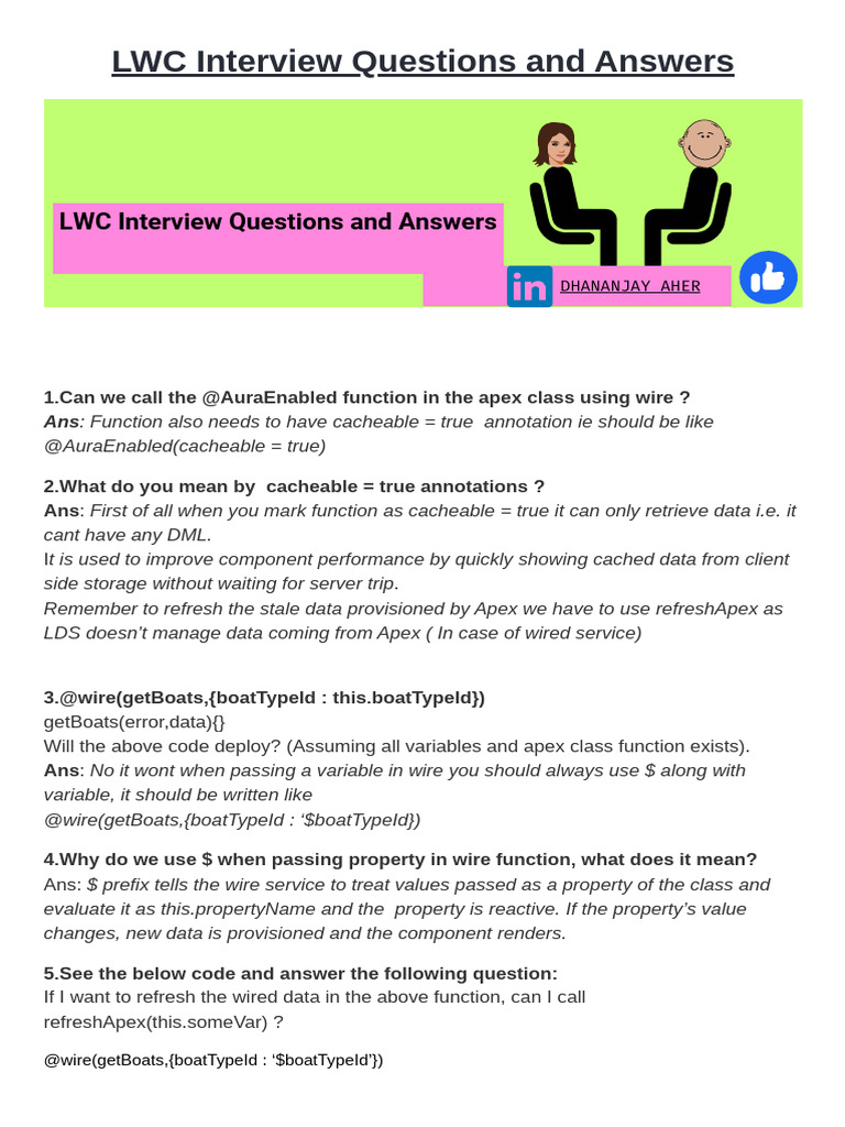 LWC Interview Questions and Answers | PDF | Html | Computer Programming