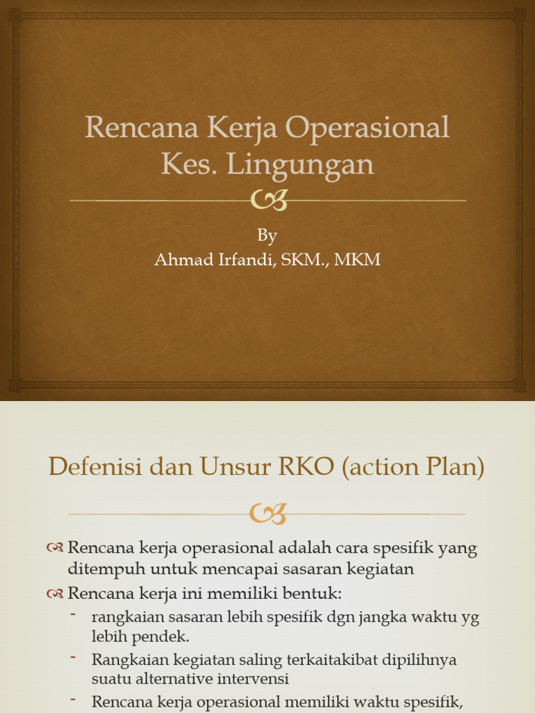 Pertemuan 12. Rencana Kerja Operasional Kesling | PDF | Bisnis