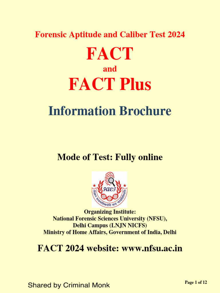 FACT Brochure 2024 | PDF | Forensic Science | Academic Degree