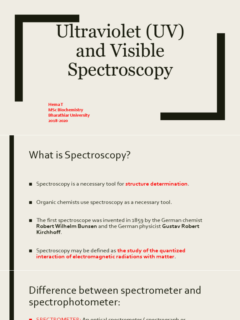 UV-Visible Spectroscopy Overview | PDF | Ultraviolet–Visible ...