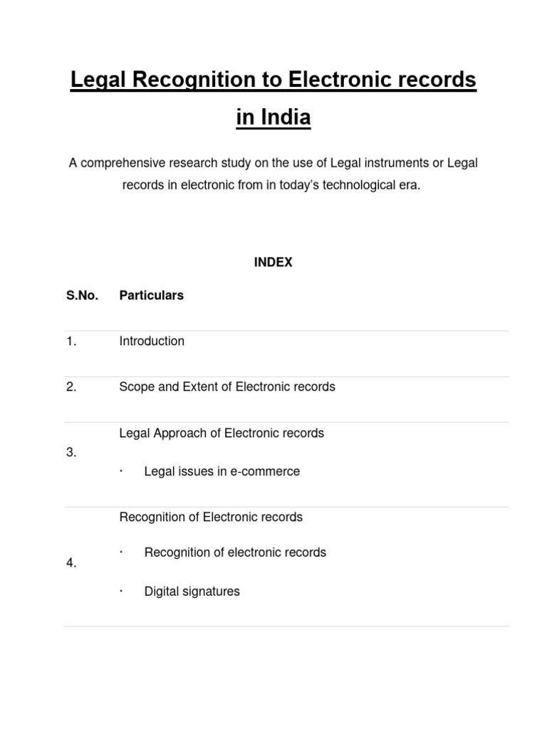 Legal Recognition To Electronic Records in India | PDF | E Commerce ...