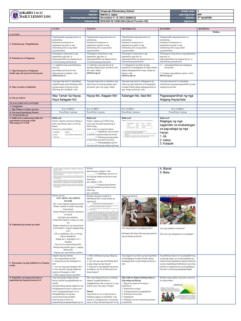 DLL WEEK 6 EPP | PDF
