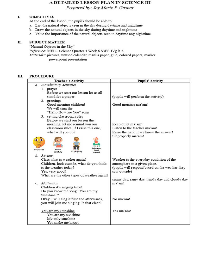 GRADE 3 SCIENCE Natural Objects in The Sky 1 | PDF | Sky | Night