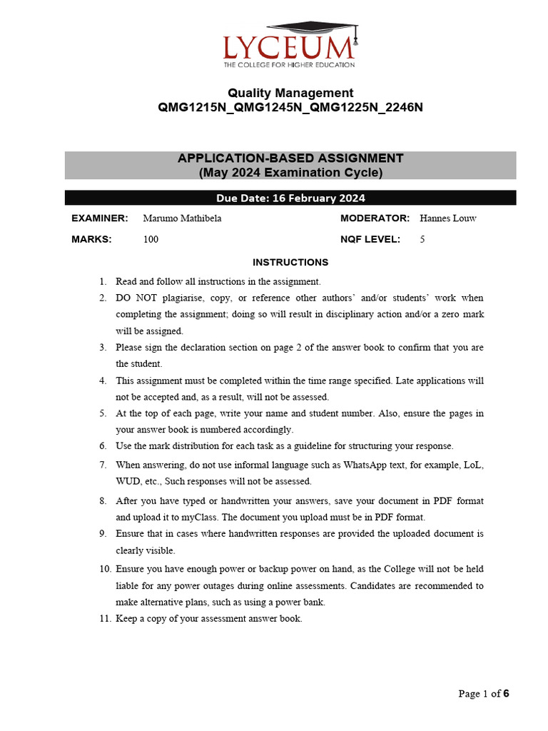 Quality Management_May 24_assignment_paper | PDF | Standard Deviation ...