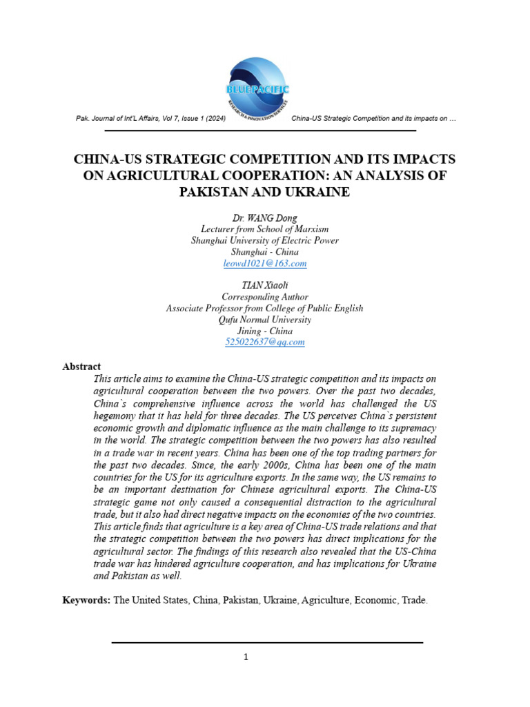 China-US Competition's Impact on Agriculture | PDF | Agriculture | China