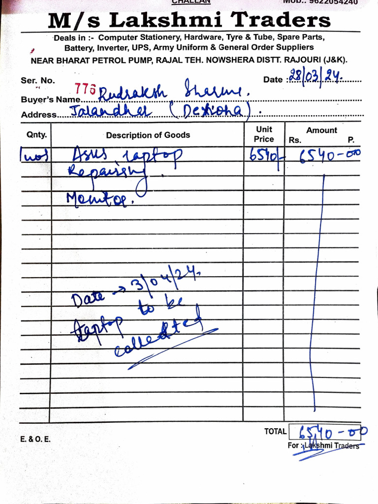 M/s Lakshmi Traders: Date 031,24. | PDF