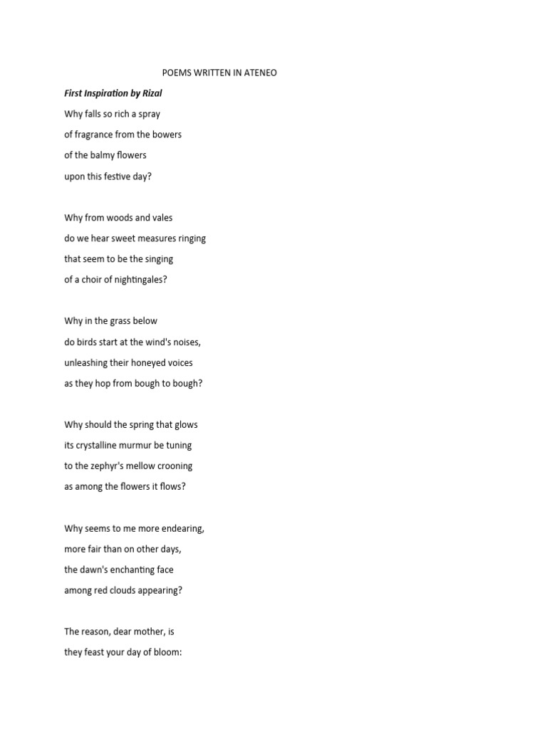Poems Written by Rizal | PDF
