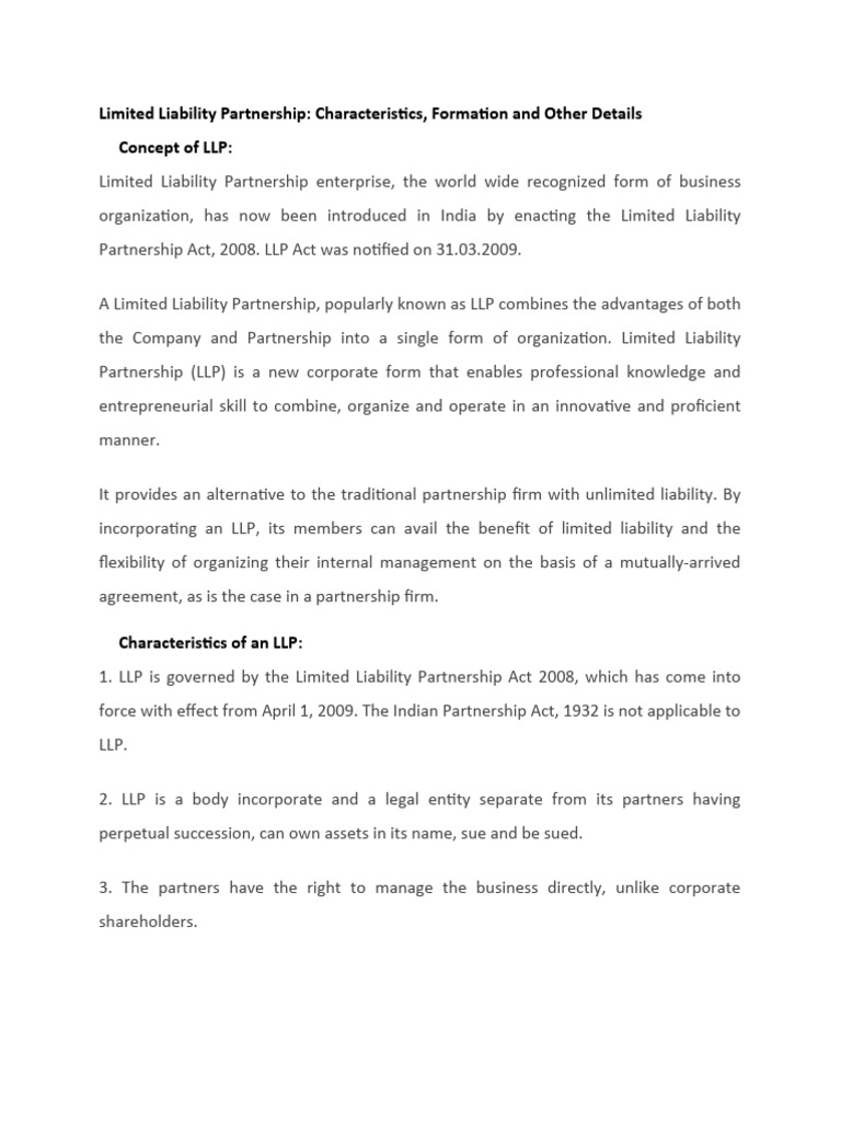 Limited Liability Partnership | PDF | Limited Liability Partnership | Partnership