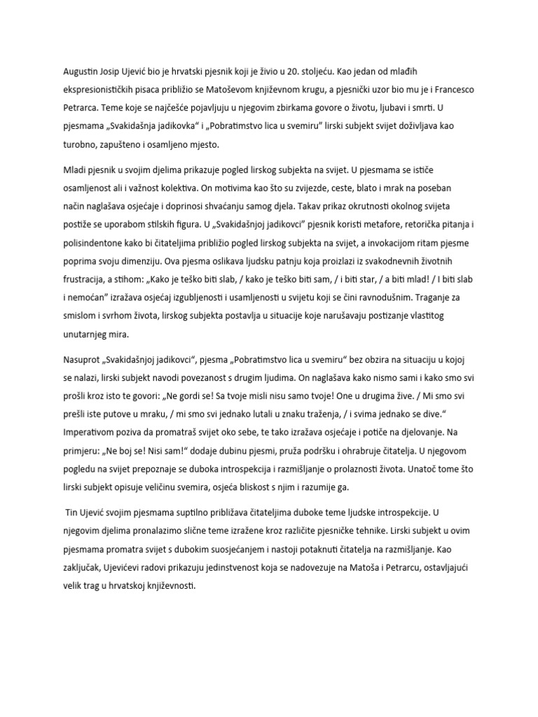 Tin Ujević Esej | PDF