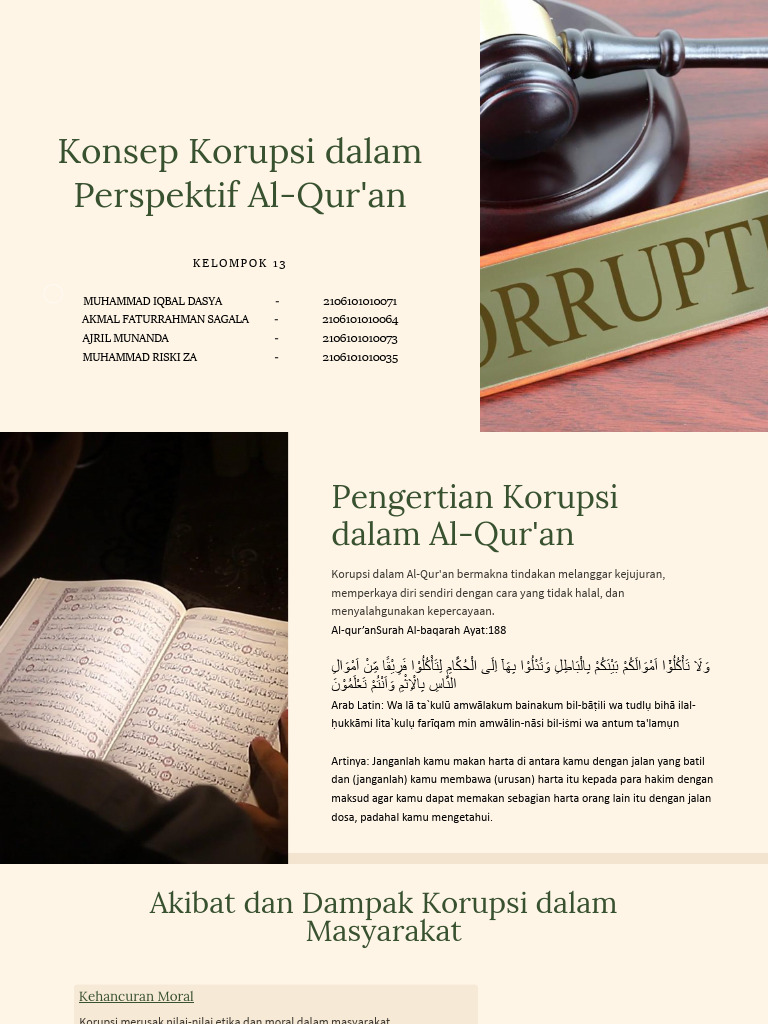 Korupsi dalam Al-Qur'an: Perspektif dan Pencegahan | PDF