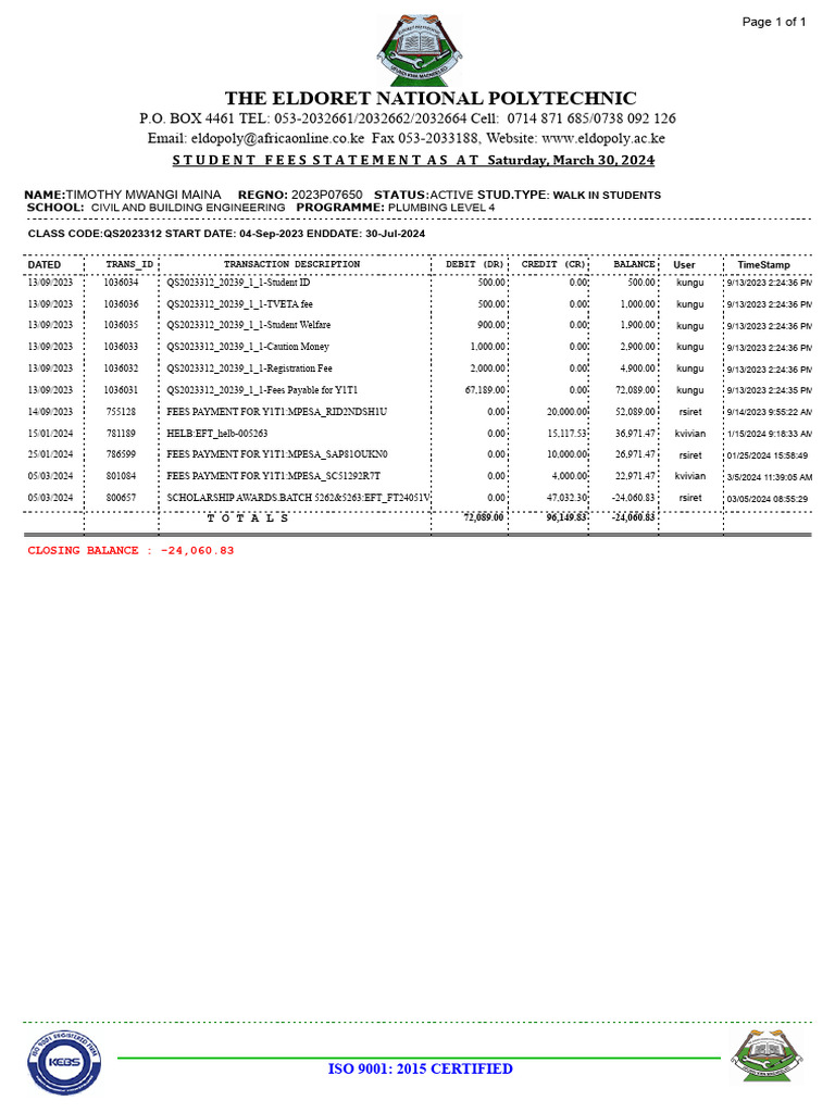 Fees Statement - 2023p07650 | PDF | Payments | Banking Technology