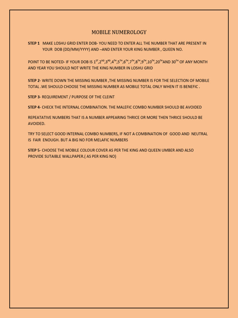 Step by Step Process Mobile Number | PDF