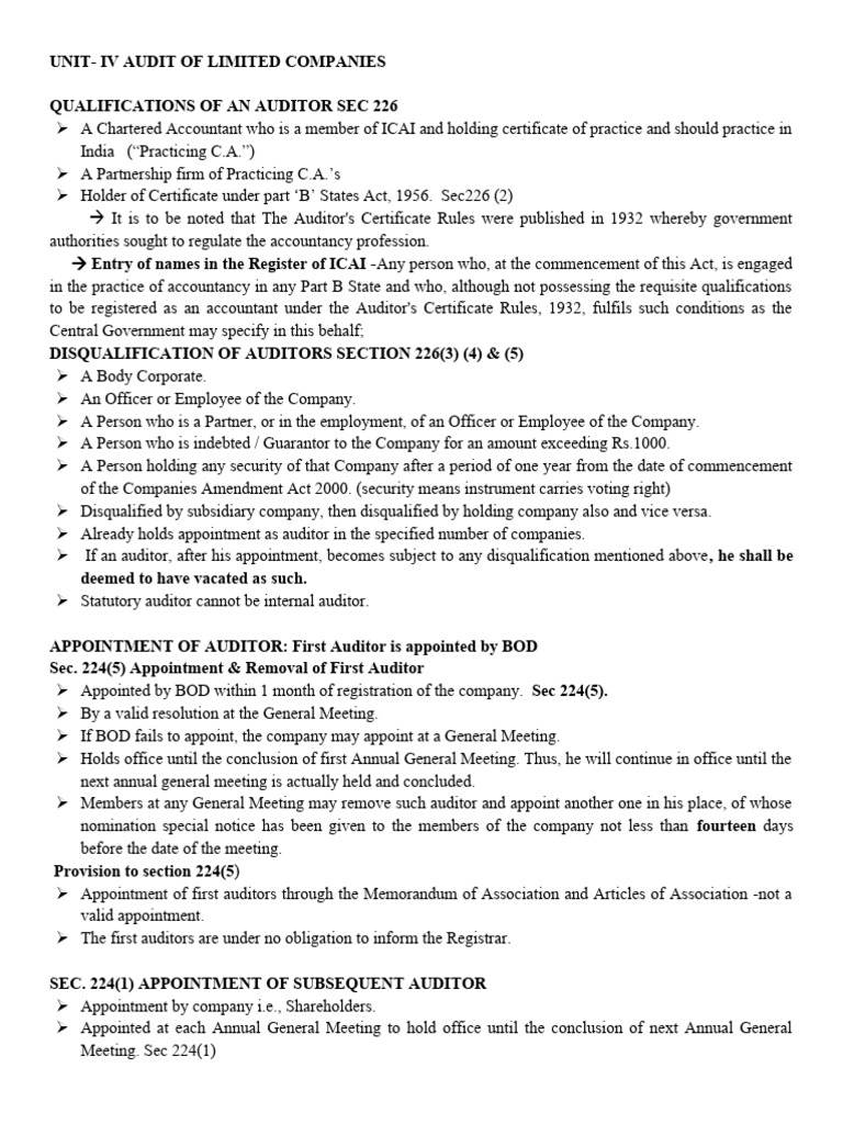 Audit Regulations for Limited Companies | PDF | Business
