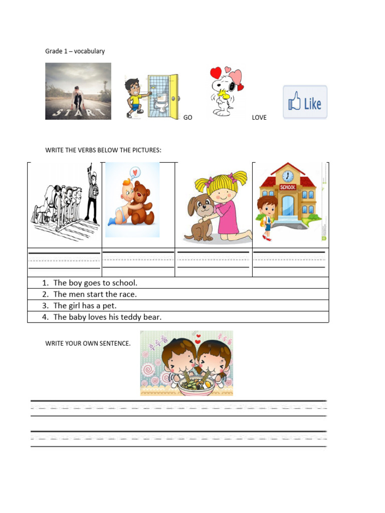 First Grade Verb Practice | PDF