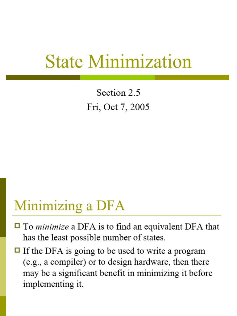 2.5 State Minimization | PDF | Mathematical Analysis | Computer Science