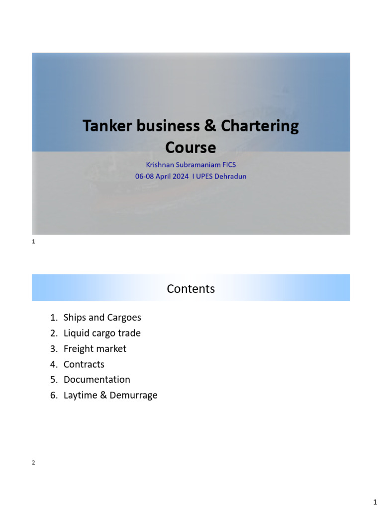Tanker Chartering Course 2024 | PDF | Oil Tanker | Petroleum