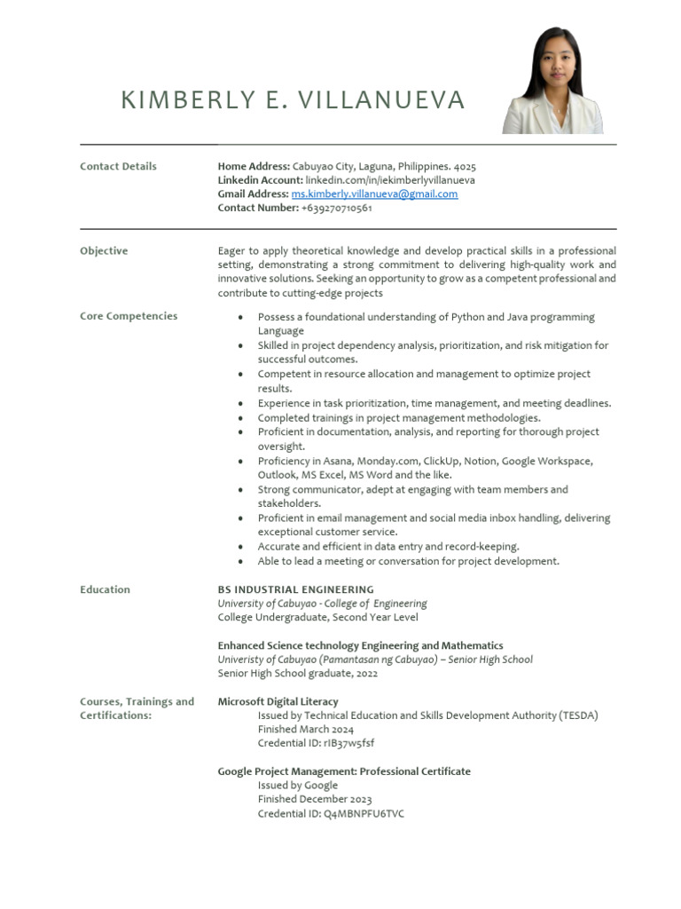 Resume Kimberly Villanueva | PDF | Project Management | Six Sigma