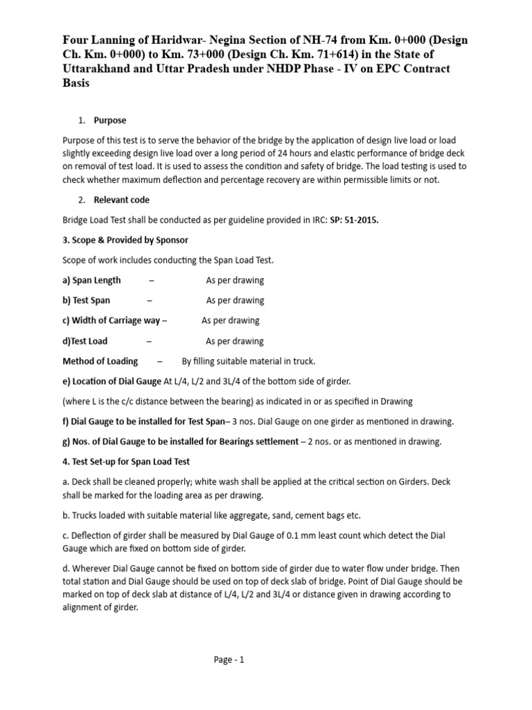 Methodology of Bridge Load Test | PDF | Temperature | Bridge