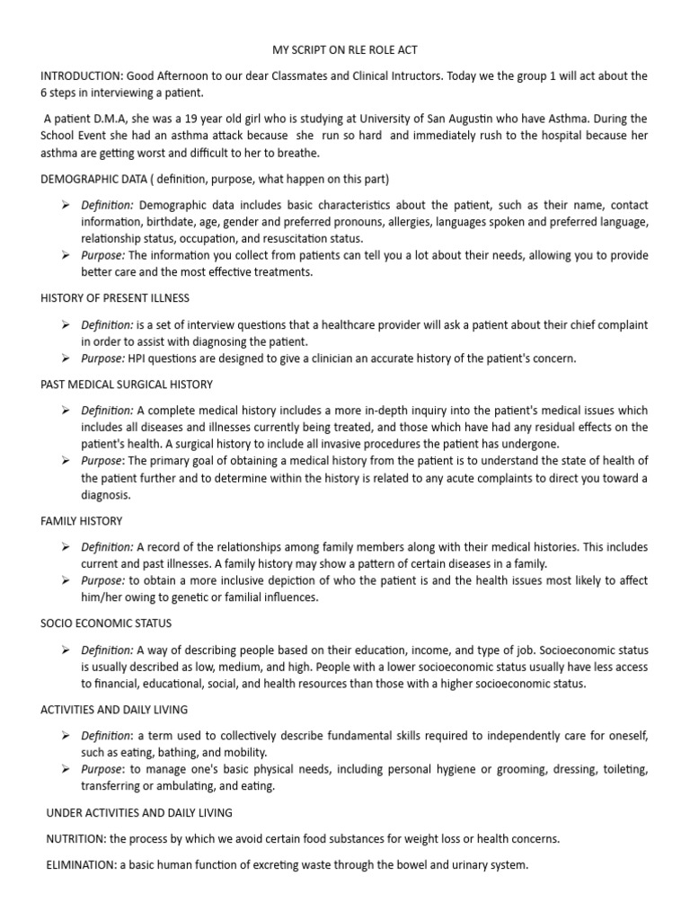 Rle Script | PDF | Patient | Socioeconomic Status