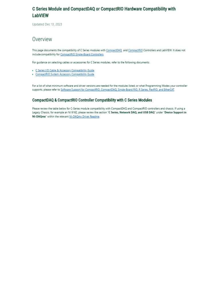 C Series Modules for CompactDAQ/RIO Compatibility | PDF | Computer ...