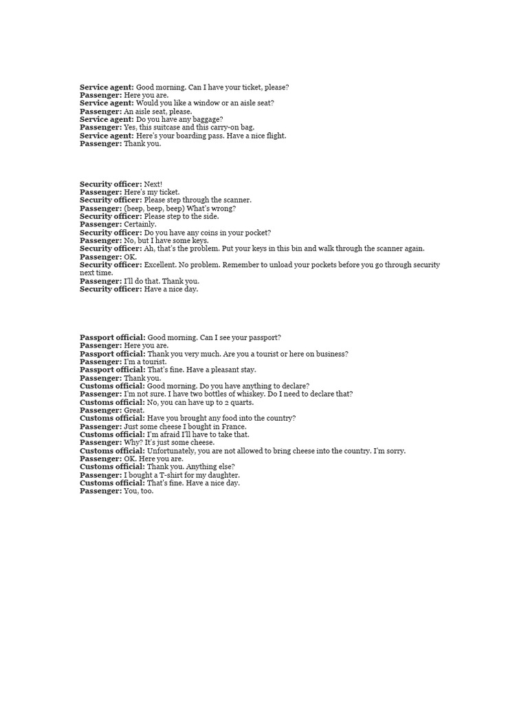 Airport Security and Customs Dialogue | PDF