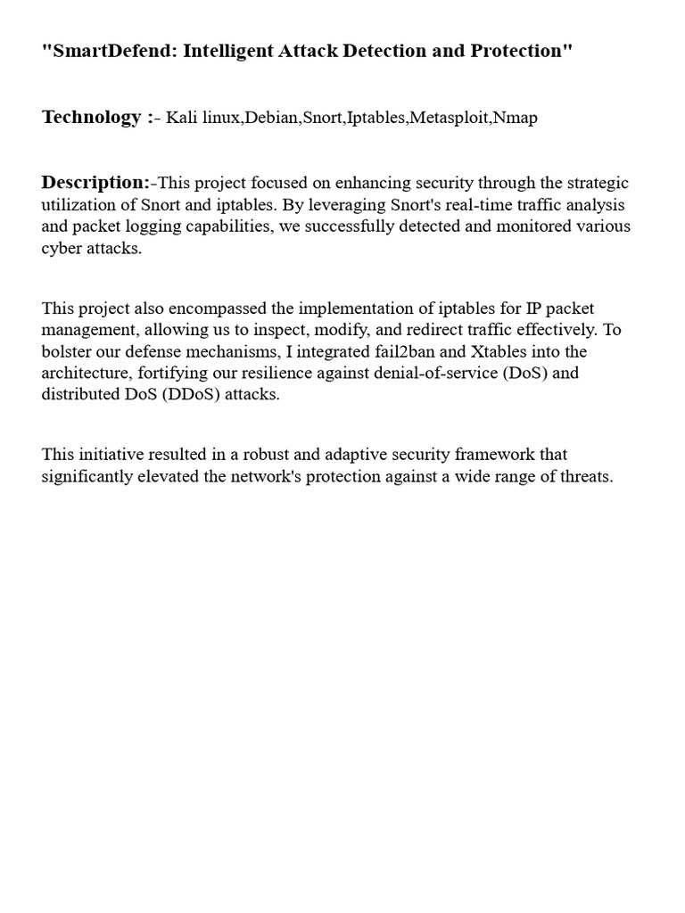 Smartdefend: Intelligent Attack Detection and Protection | PDF | Denial ...