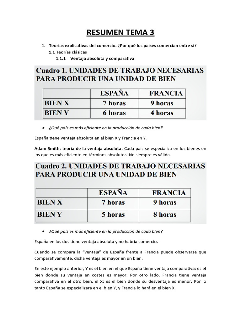 Resumen Tema 3 | PDF | Proteccionismo | Ventaja comparativa