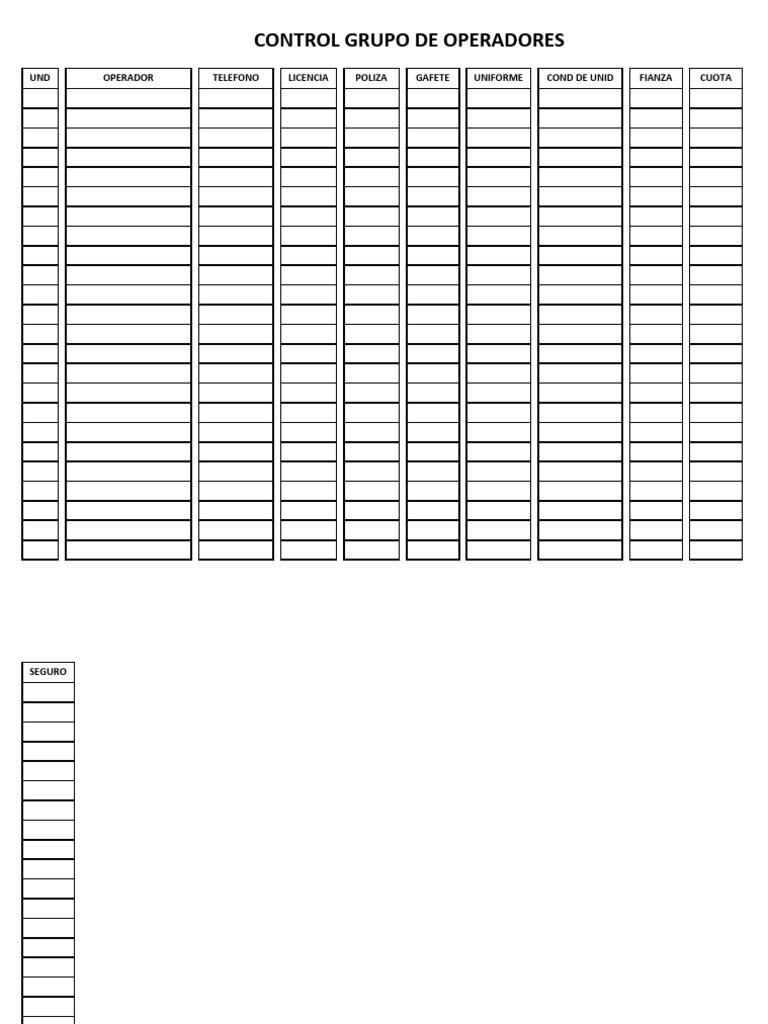 Control Grupo de Operadores | PDF