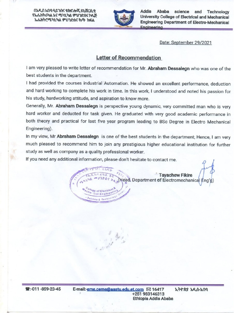 Letter of Recommendation | PDF