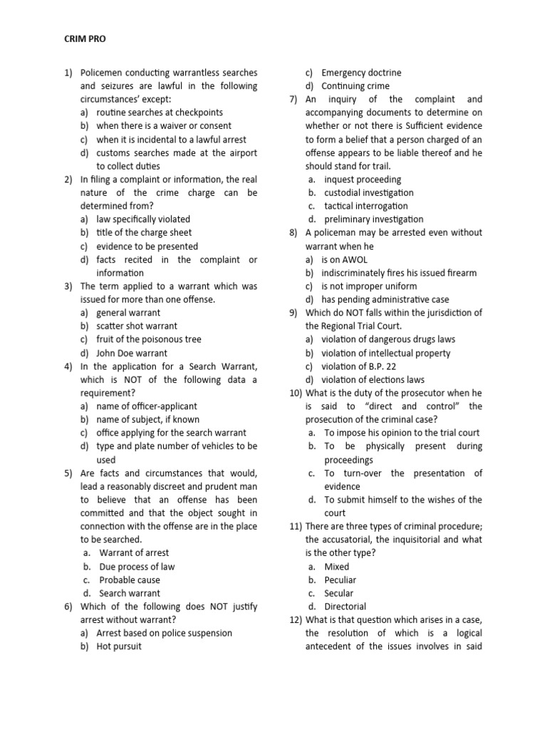 Crim Pro | PDF | Prosecutor | Search Warrant