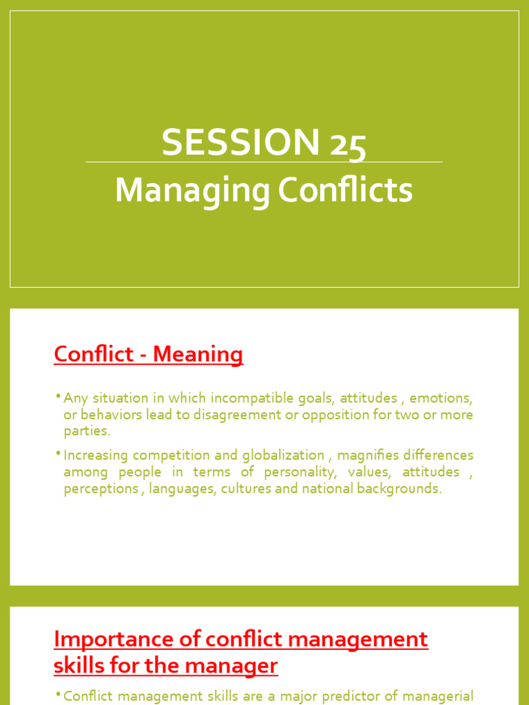 Session 25 - Managing Conflicts | PDF | Attitude (Psychology) | Emotions