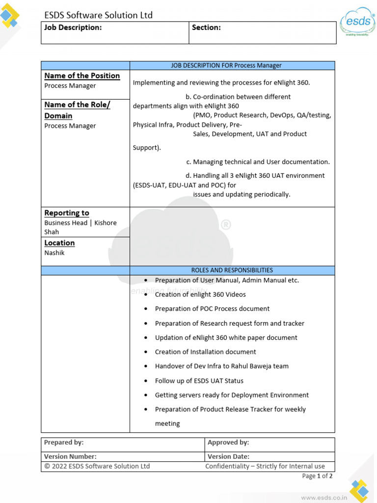 Process Manager Role Overview | PDF | Systems Engineering | Information ...