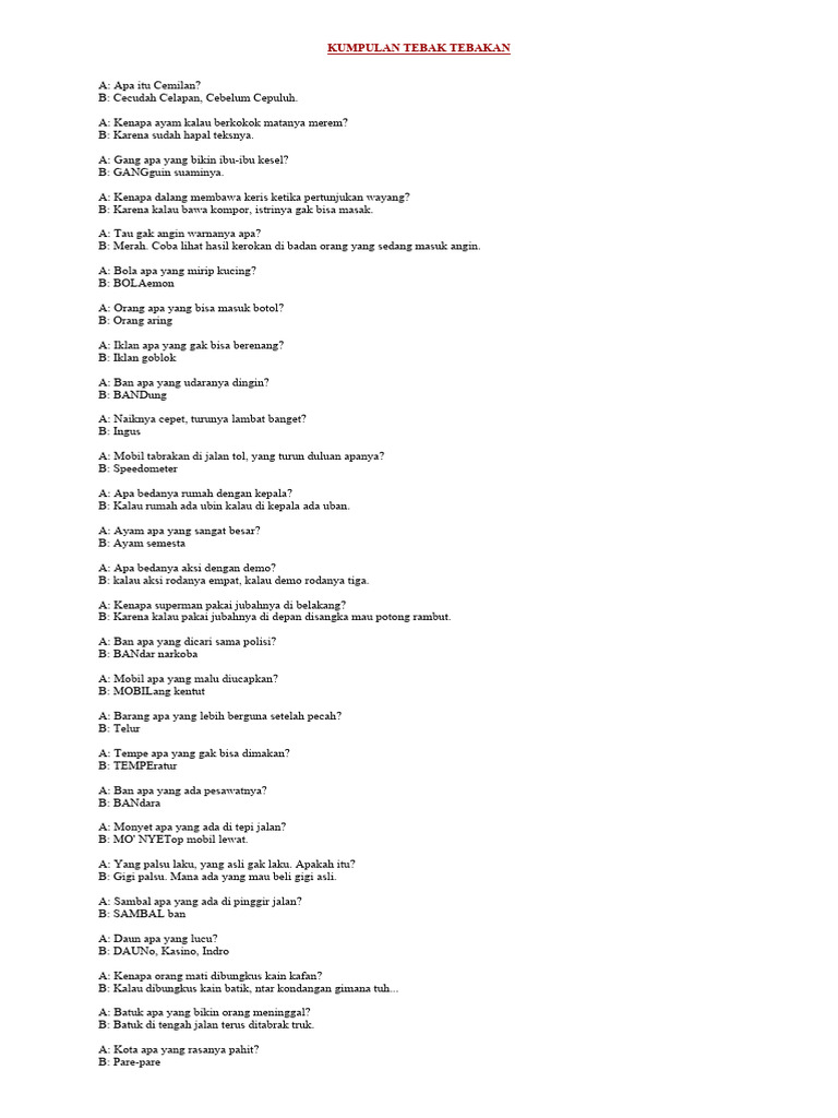 Kumpulan Tebak Tebakan | PDF