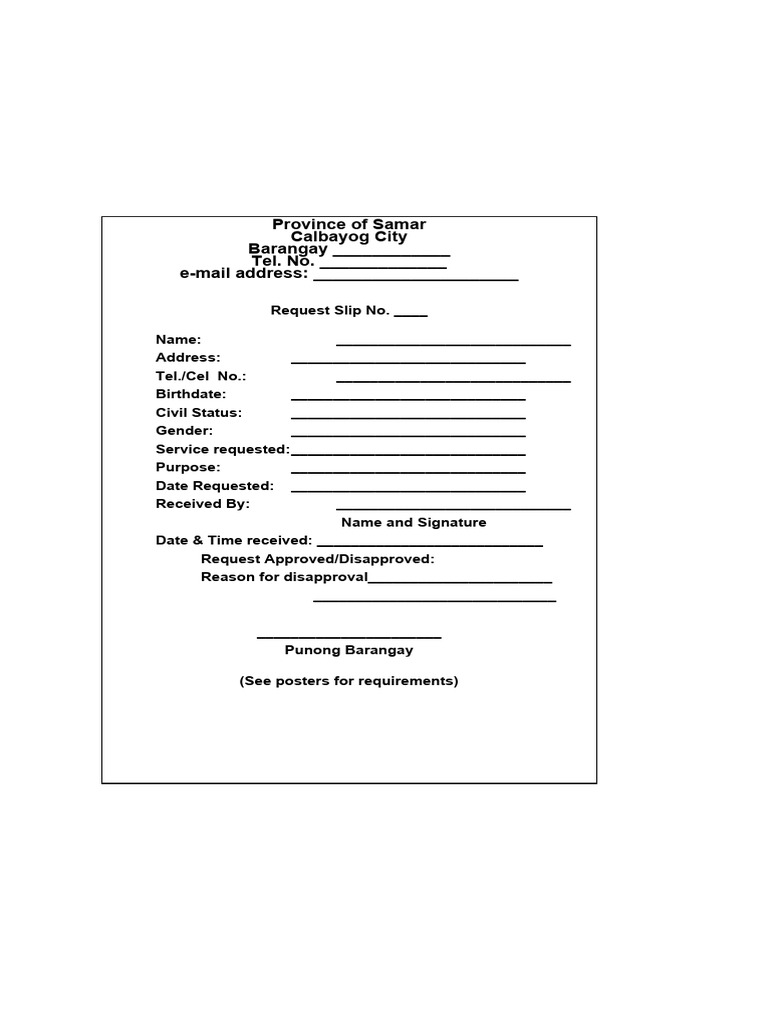 CitCha (Sample of Request Slip) | PDF