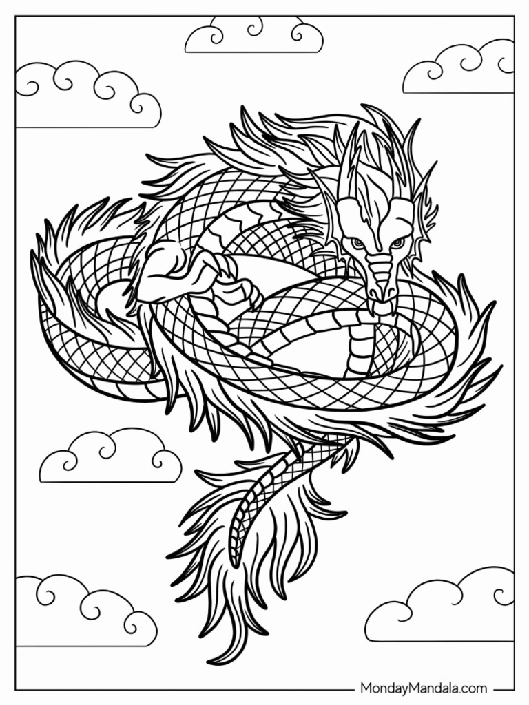 Mythical Dragon Coloring Sheet | PDF